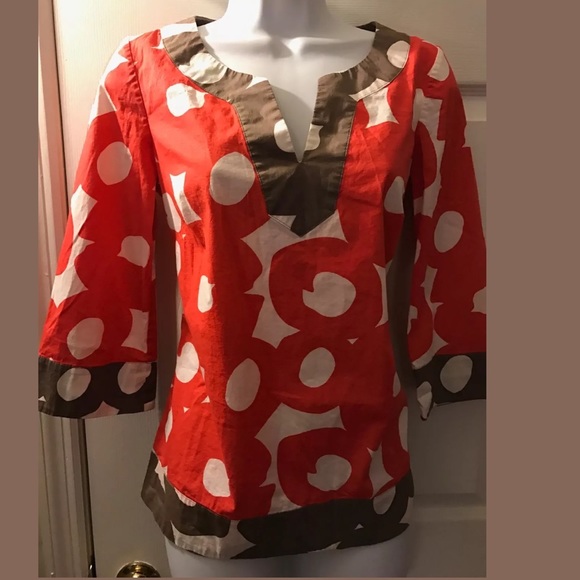 Boden | Tops | Boden Tunic Top Painted Hoops Coral Lightweight | Poshmark